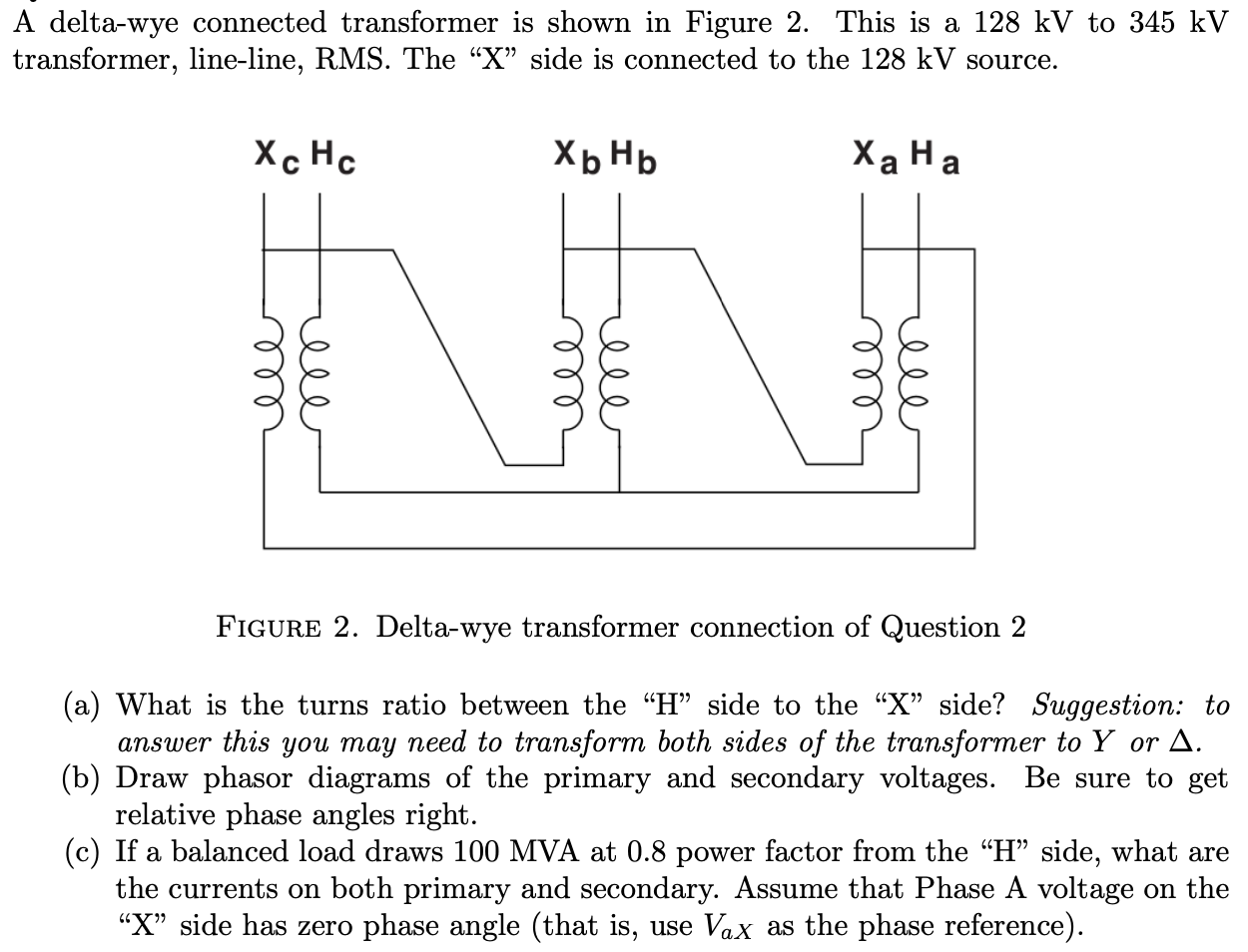 Solved A delta-wye connected transformer is shown in Figure | Chegg.com