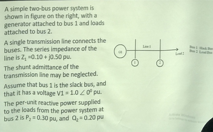 Solved A simple two-bus power system is shown in figure on | Chegg.com