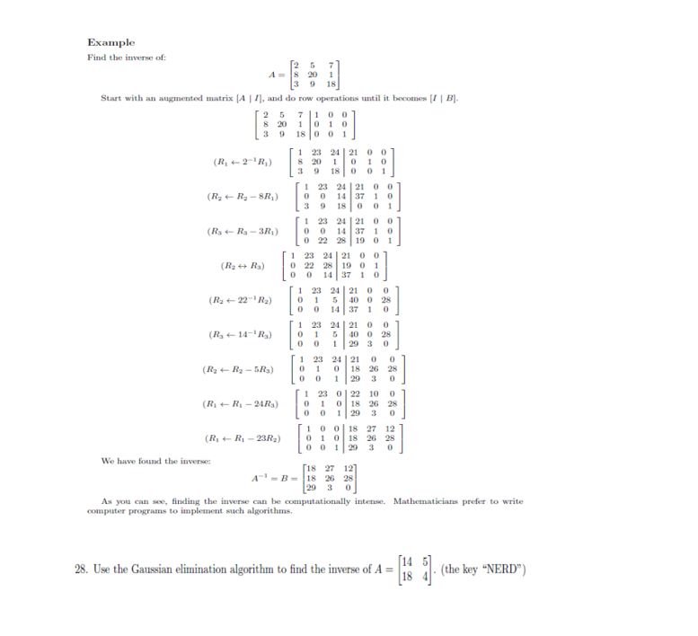 Solved Example Find the inverse of: A=⎣⎡28352097118⎦⎤ Start | Chegg.com