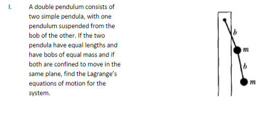 Solved A double pendulum consists of two simple pendula, | Chegg.com
