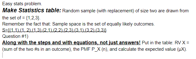 Solved Easy stats problem. Make Statistics table: Random | Chegg.com