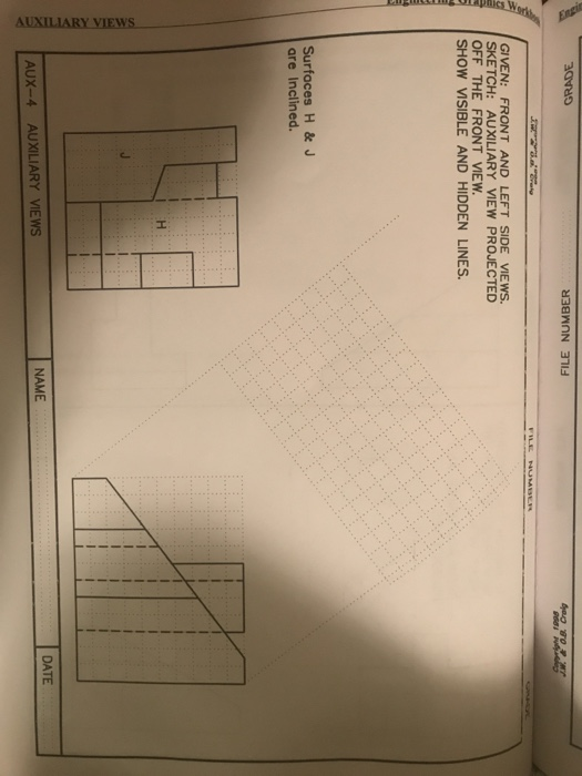 Solved GIVEN: FRONT AND LEFT SIDE VIEWS. SKETCH: AUXILIARY | Chegg.com