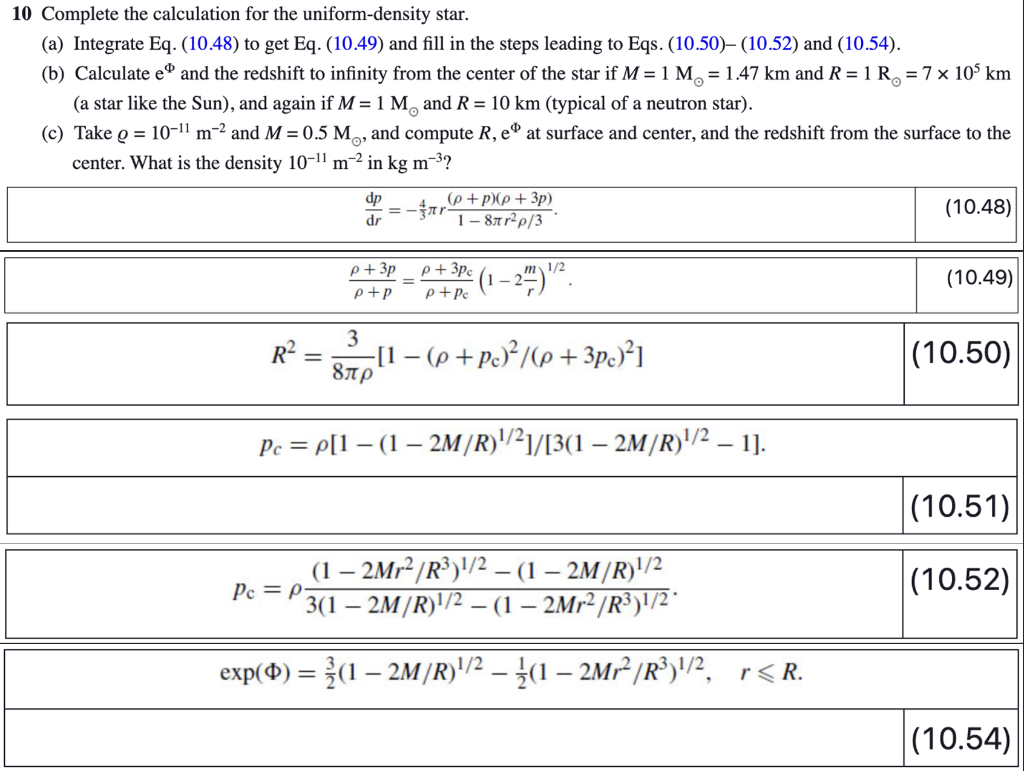 Solved 10 Complete the calculation for the uniform-density | Chegg.com