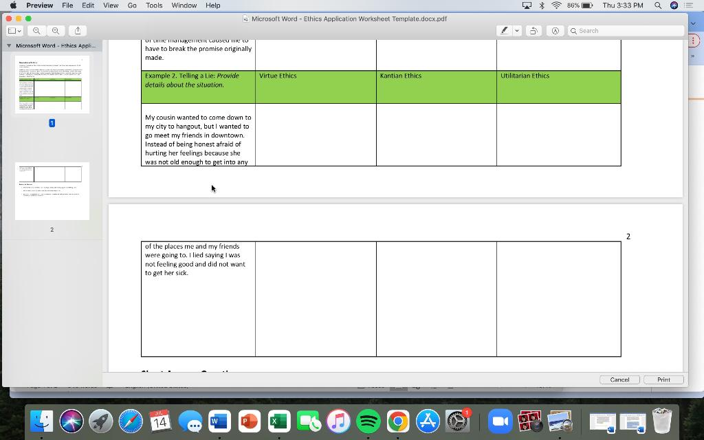 Ethics Application Worksheet Instructions: You must | Chegg.com