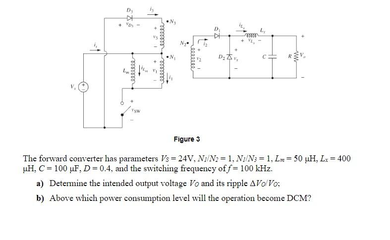 Figure 3 The forward converter has parameters VS=24 | Chegg.com