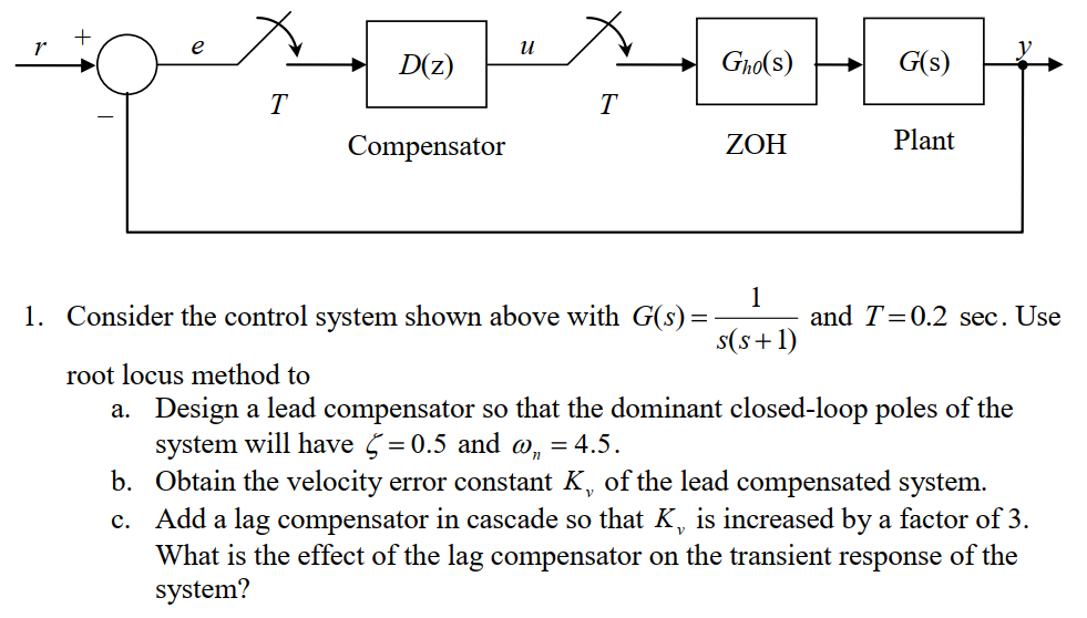 Solved 1. Consider the control system shown above with | Chegg.com