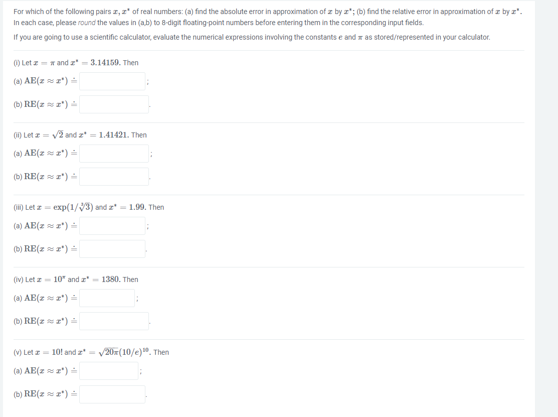 Solved For which of the following pairs x,x∗ of real | Chegg.com