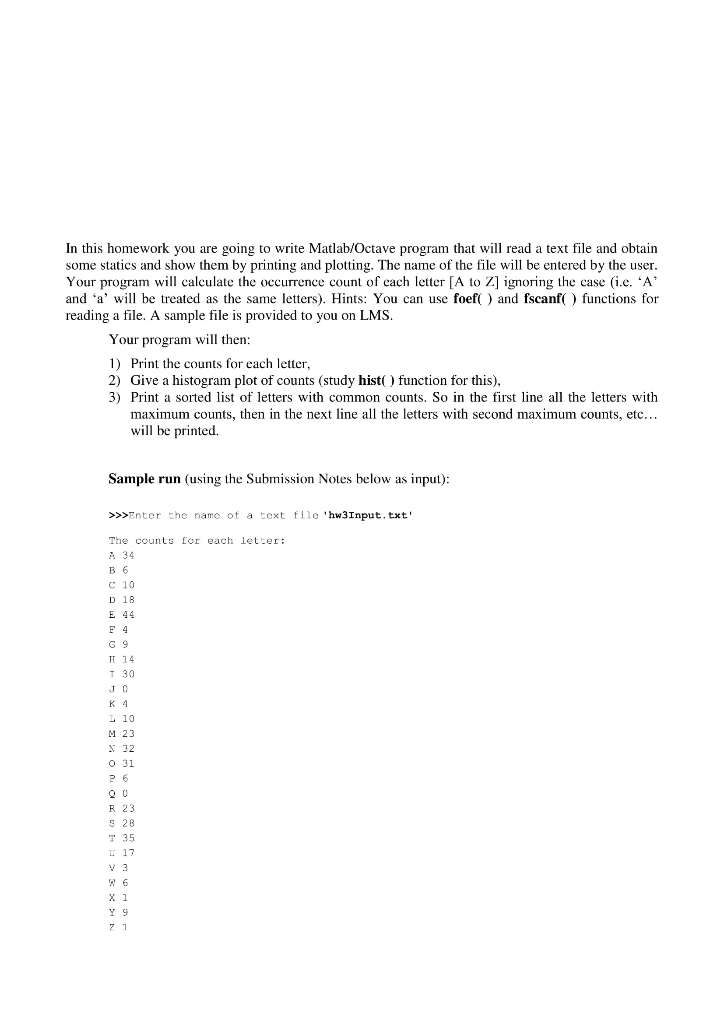 Solved In this homework you are going to write Matlab/Octave | Chegg.com