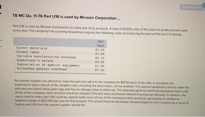 Solved TB MC Qu. 11-76 Part U16 is used by Mcvean | Chegg.com Solved TB MC Qu. 11-76 Part U16 is used by Mcvean | Chegg.com
