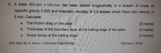 Solved b. A plate 450 mm x 150 mm has been placed | Chegg.com