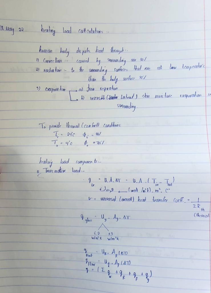 Solved find heating load calculations( transmission load | Chegg.com