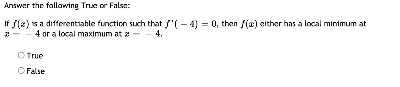 Solved Answer the following True or False: If f(x) is a | Chegg.com