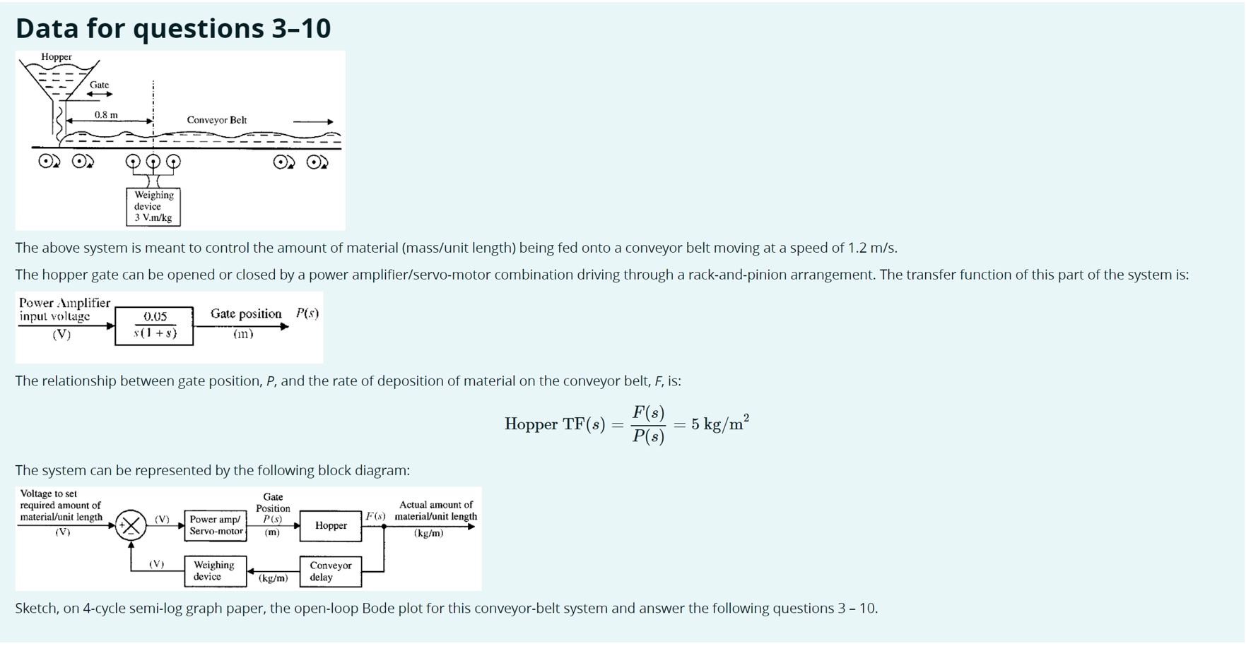 Solved Data for questions 3-10 The above system is meant to | Chegg.com