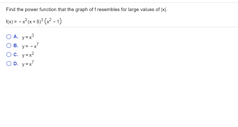 Solved Find the power function that the graph of f resembles | Chegg.com