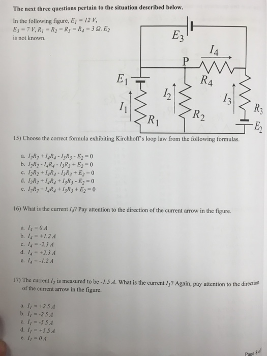 Solved In the following figure. E_1 = 12 V, E_3 = 7 V, R_1 = | Chegg.com