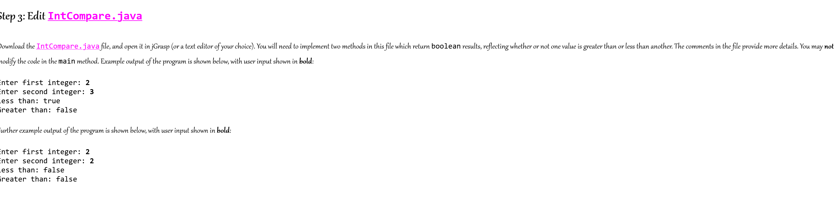 Solved dify the code in the main method. Example output of | Chegg.com