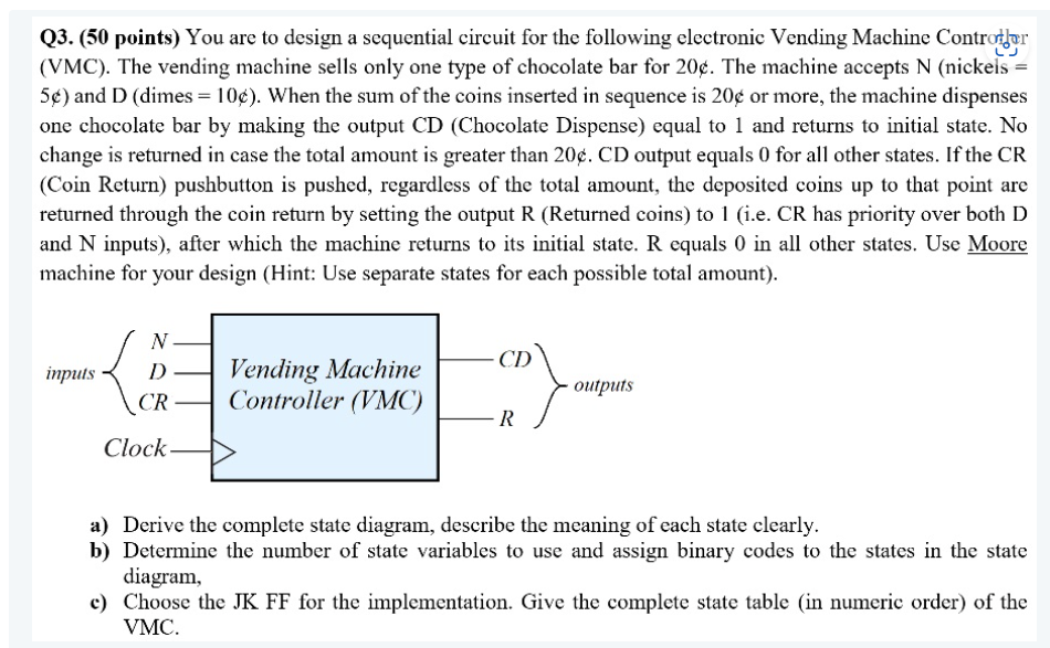 Solved Q3. (50 points) You are to design a sequential | Chegg.com
