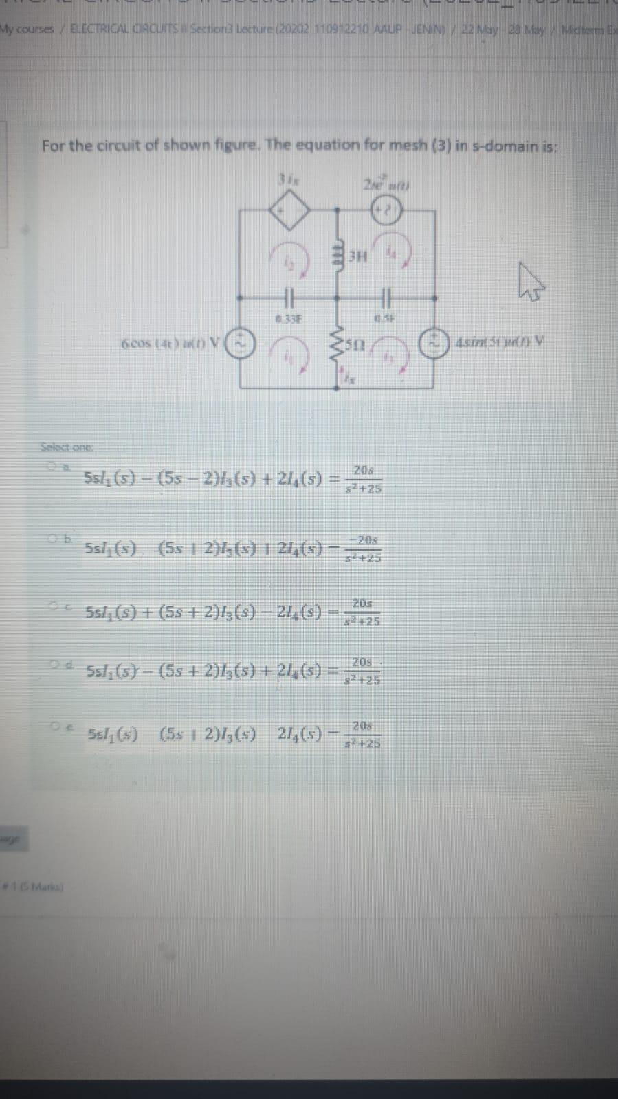 Solved My courses / ELECTRICAL CRCUITS Section Lecture 20202 | Chegg.com