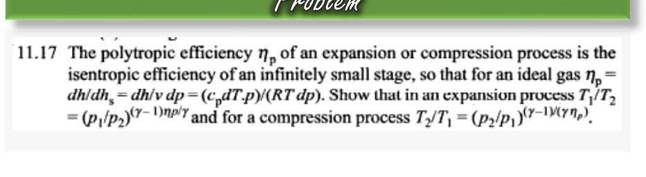 Solved 11.17 The polytropic efficiency of an expansion or | Chegg.com