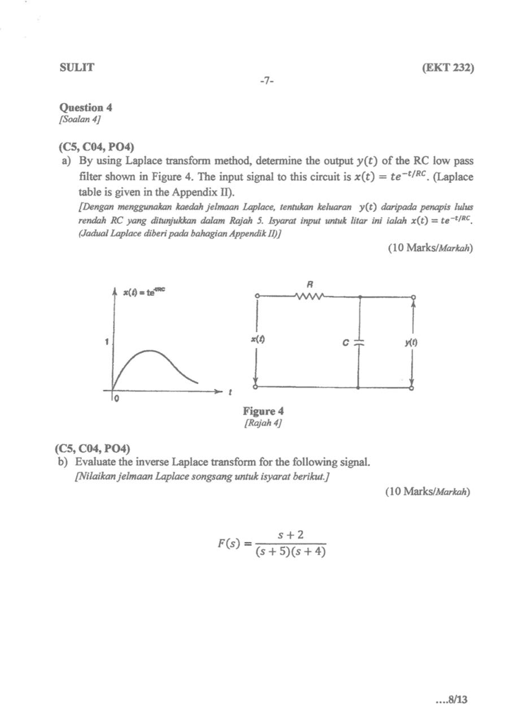 Solved SULIT (EKT 232) -7 Question 4 Soalan 4 (C5, C04, PO4) | Chegg.com