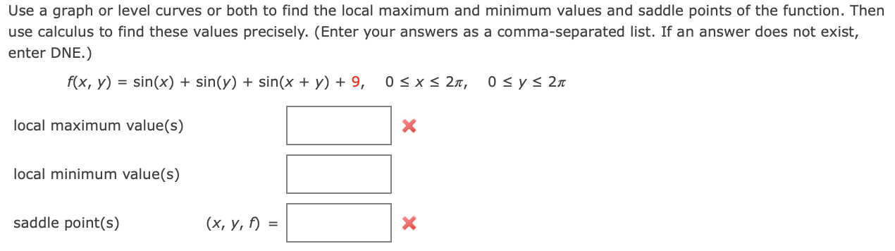 Solved Use a graph or level curves or both to find the local | Chegg.com