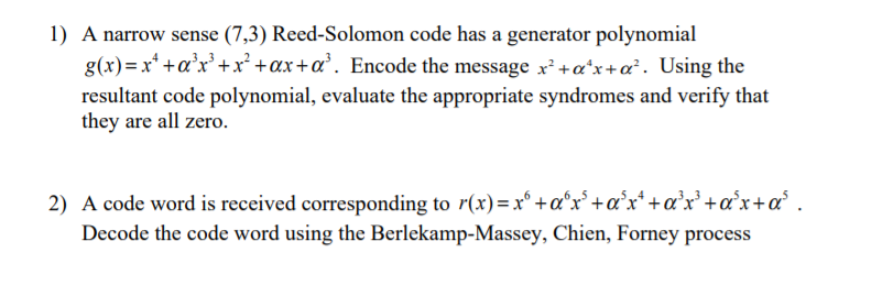 Let p(x)=x' +x+l be the primitive polynomial for an | Chegg.com