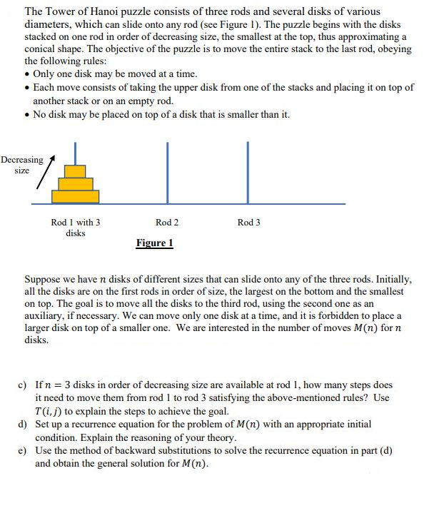 Solved The Tower of Hanoi puzzle consists of three rods and | Chegg.com