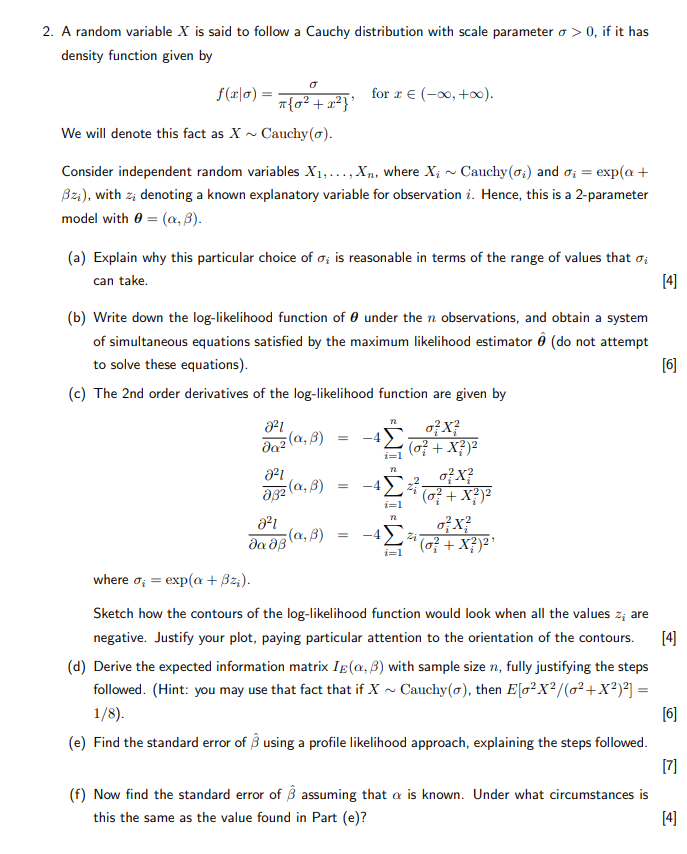 2. A random variable X is said to follow a Cauchy | Chegg.com
