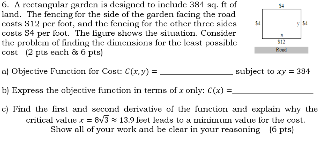Solved $4 $4 y S4 6. A rectangular garden is designed to | Chegg.com