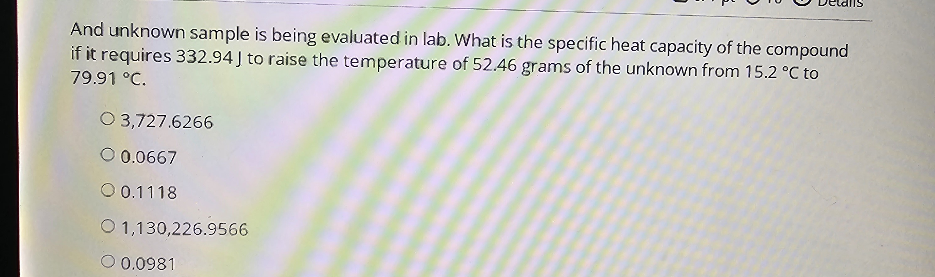 Solved And unknown sample is being evaluated in lab. What is | Chegg.com
