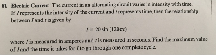 Solved Electric Current The current in an alternating | Chegg.com