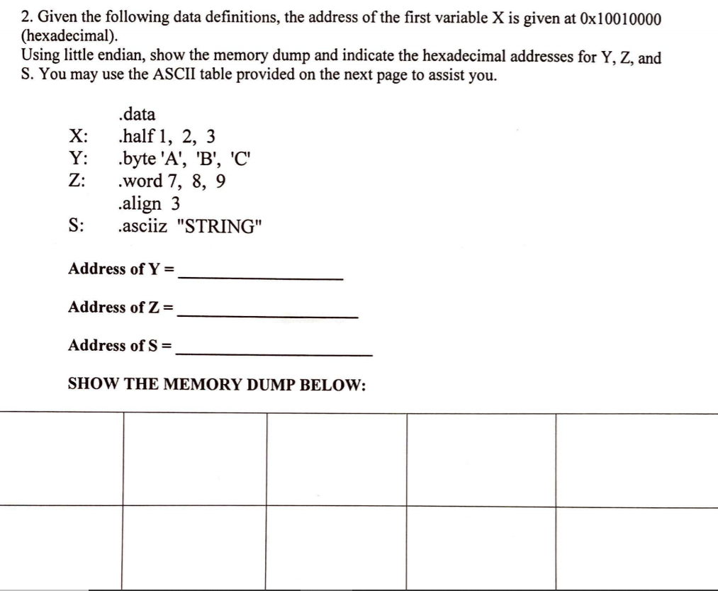 2. Given the following data definitions, the address | Chegg.com