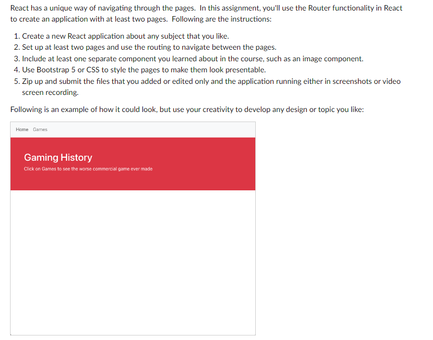 Solved Navigation page using react and image component. You | Chegg.com