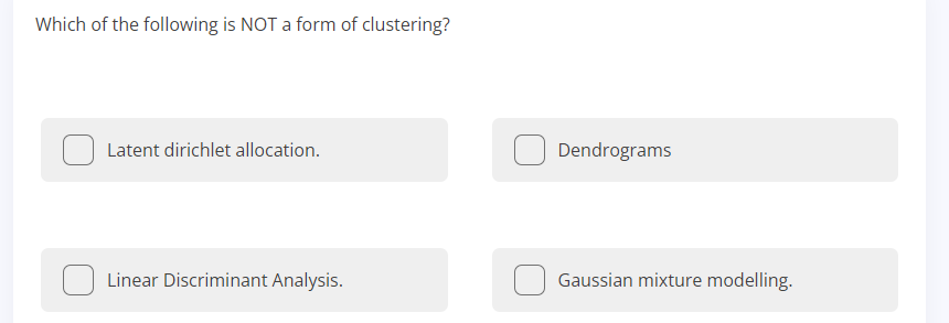 Solved Which of the following is NOT a form of clustering? | Chegg.com
