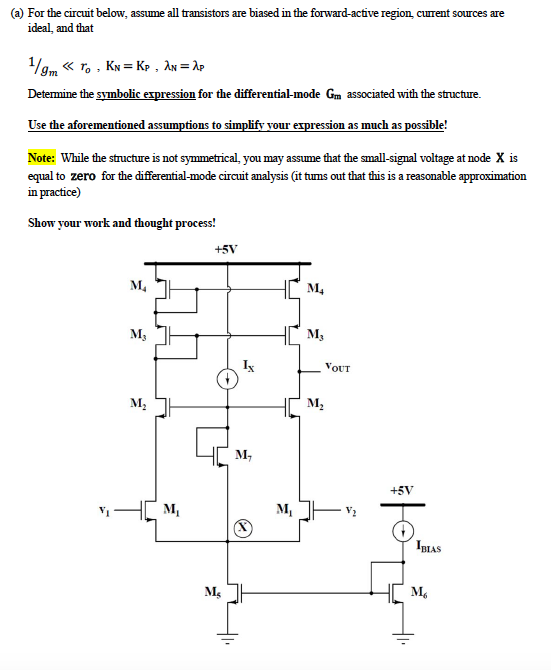 (a) For the circuit below, assume all transistors are | Chegg.com