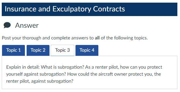 Solved Insurance and Exculpatory Contracts Answer Post your | Chegg.com