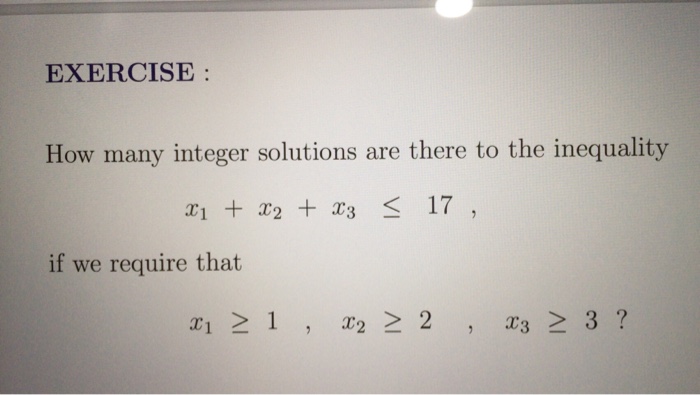 Solved EXERCISE How many integer solutions are there to the | Chegg.com