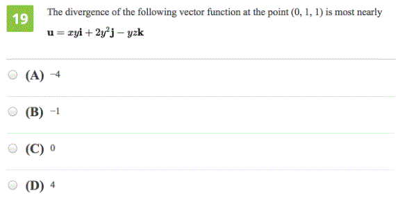Solved 19 The divergence of the following vector function at | Chegg.com