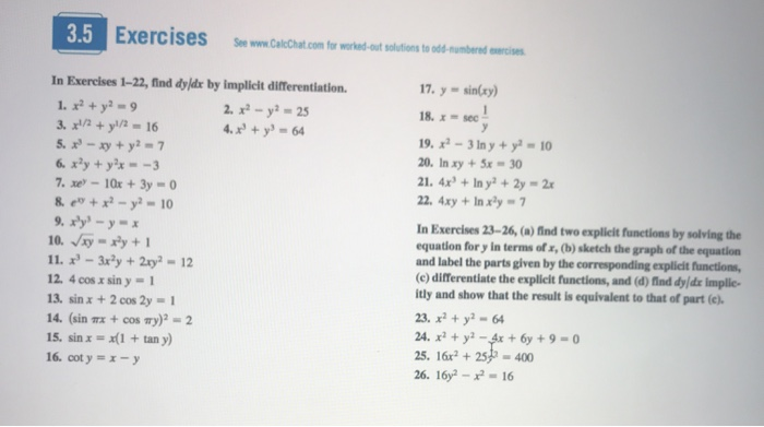 Solved 3.5 Exercises Se w.CalcChat.com for w erked-out | Chegg.com