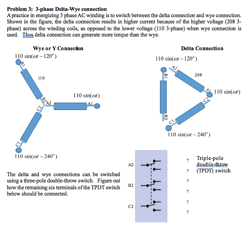 Solved Problem 3: 3-phase Delta-Wye connection A practice in | Chegg.com