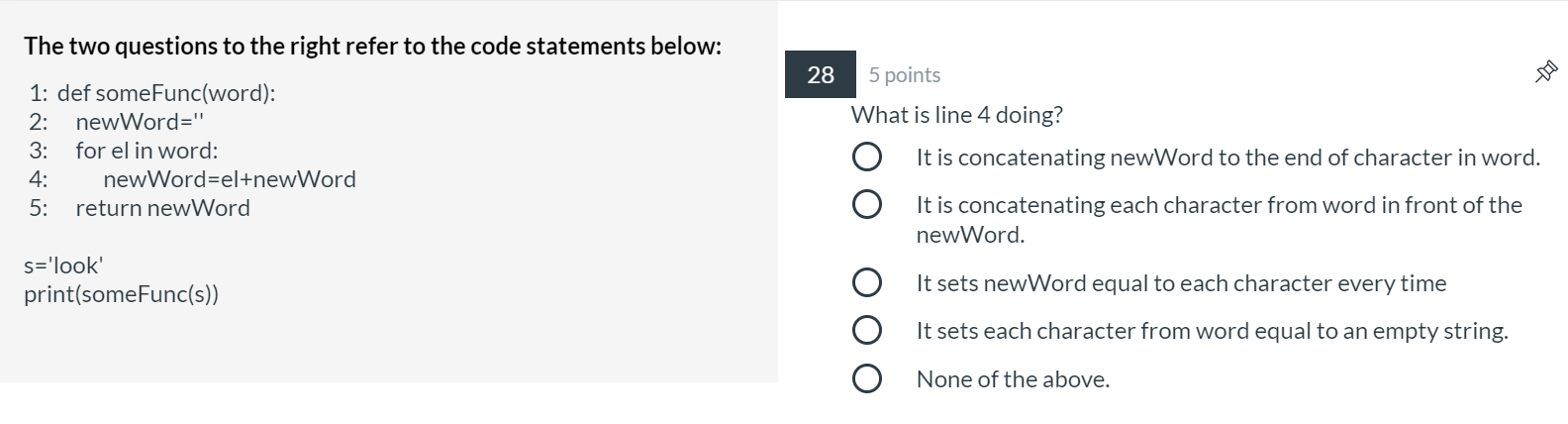 Solved The question to the right refers to the code below: | Chegg.com