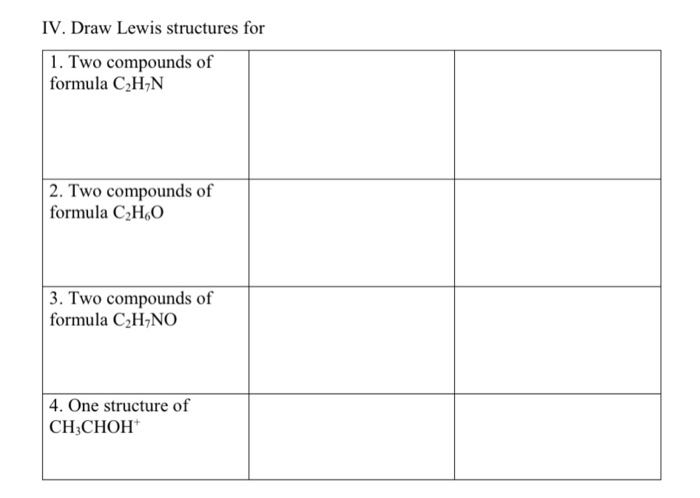 Solved IV. Draw Lewis structures for 1. Two compounds of | Chegg.com