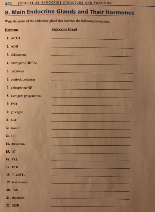 Solved EXERCISE Reviewing Your Knowledge 25 A. Hormone | Chegg.com