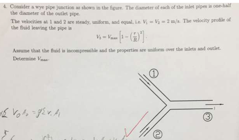 Solved 1. Consider a wye pipe junction as shown in the | Chegg.com