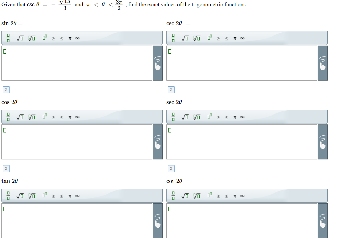 Solved Given that csc = V13 3 and a