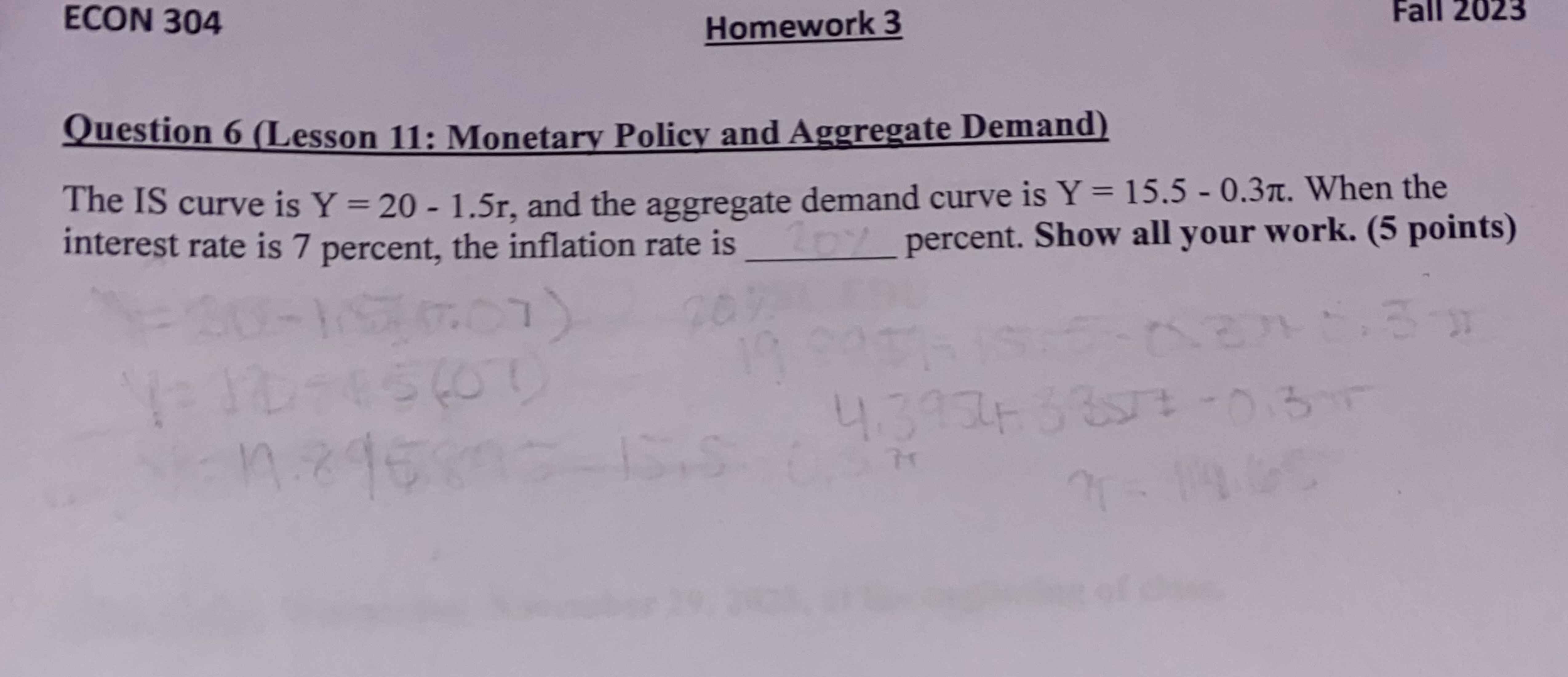 Solved Question 6 (Lesson 11: Monetary Policy and Aggregate | Chegg.com