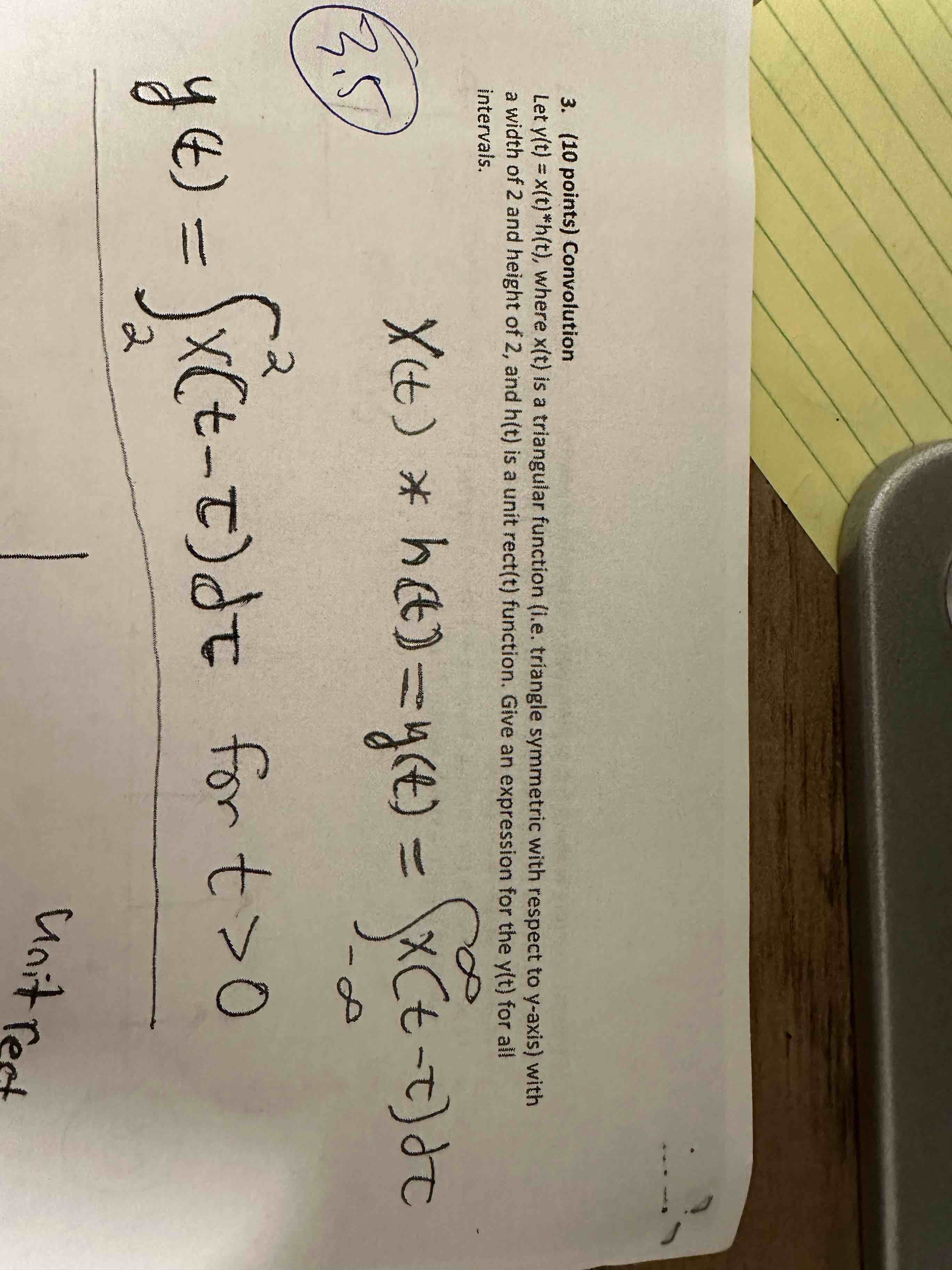 Solved x(t)∗h(t)=y(t)=∫−∞x(t−τ)dτy(t)=∫22x(t−τ)dτ for t>0 | Chegg.com