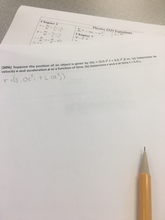 Solved Suppose The Position Of An Object Is Given By R T