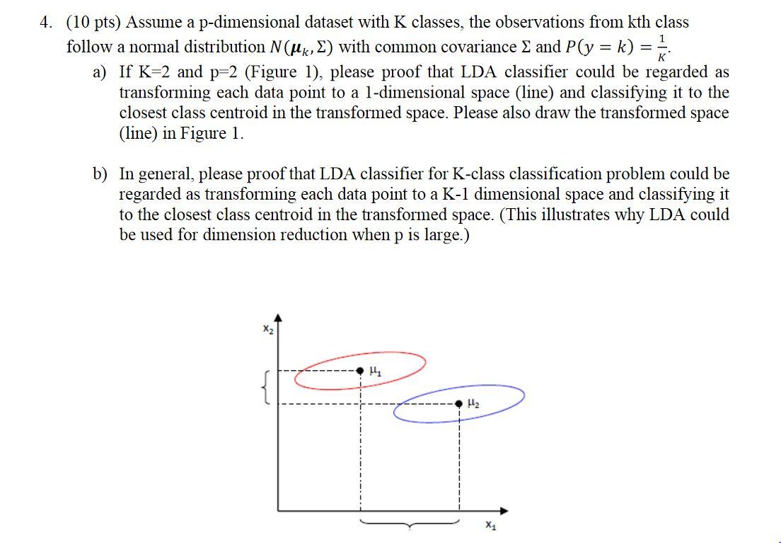4. (10 pts) Assume a p-dimensional dataset with K | Chegg.com