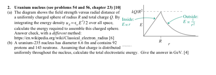 Solved 2. Uranium nucleus (see problems 54 and 56, chapter | Chegg.com